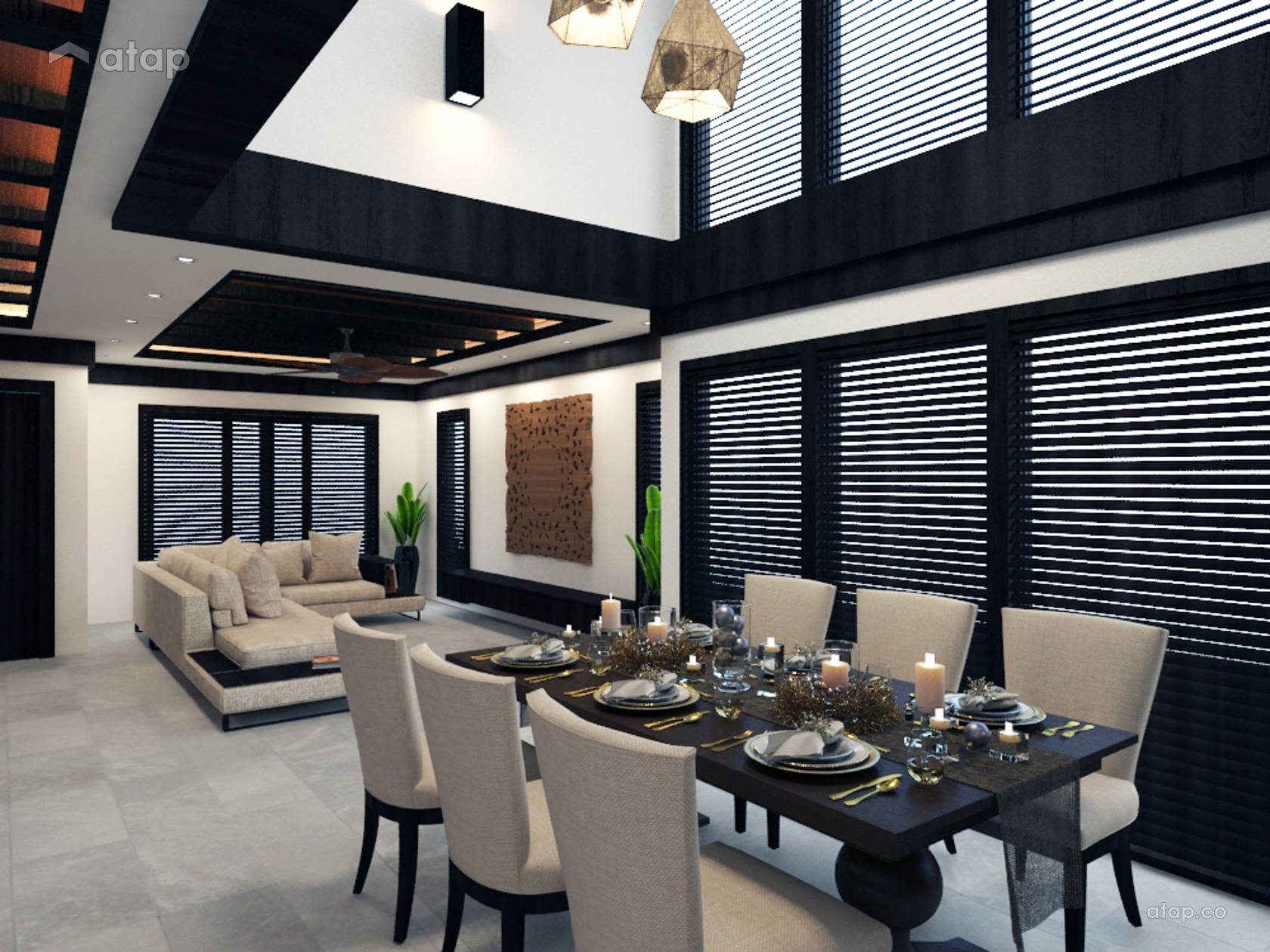Asian Modern Dining Room terrace design ideas & photos Malaysia | Atap.co