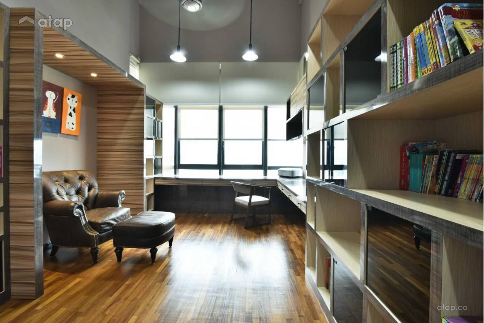 Contemporary Rustic Study Room condominium design ideas & photos ...