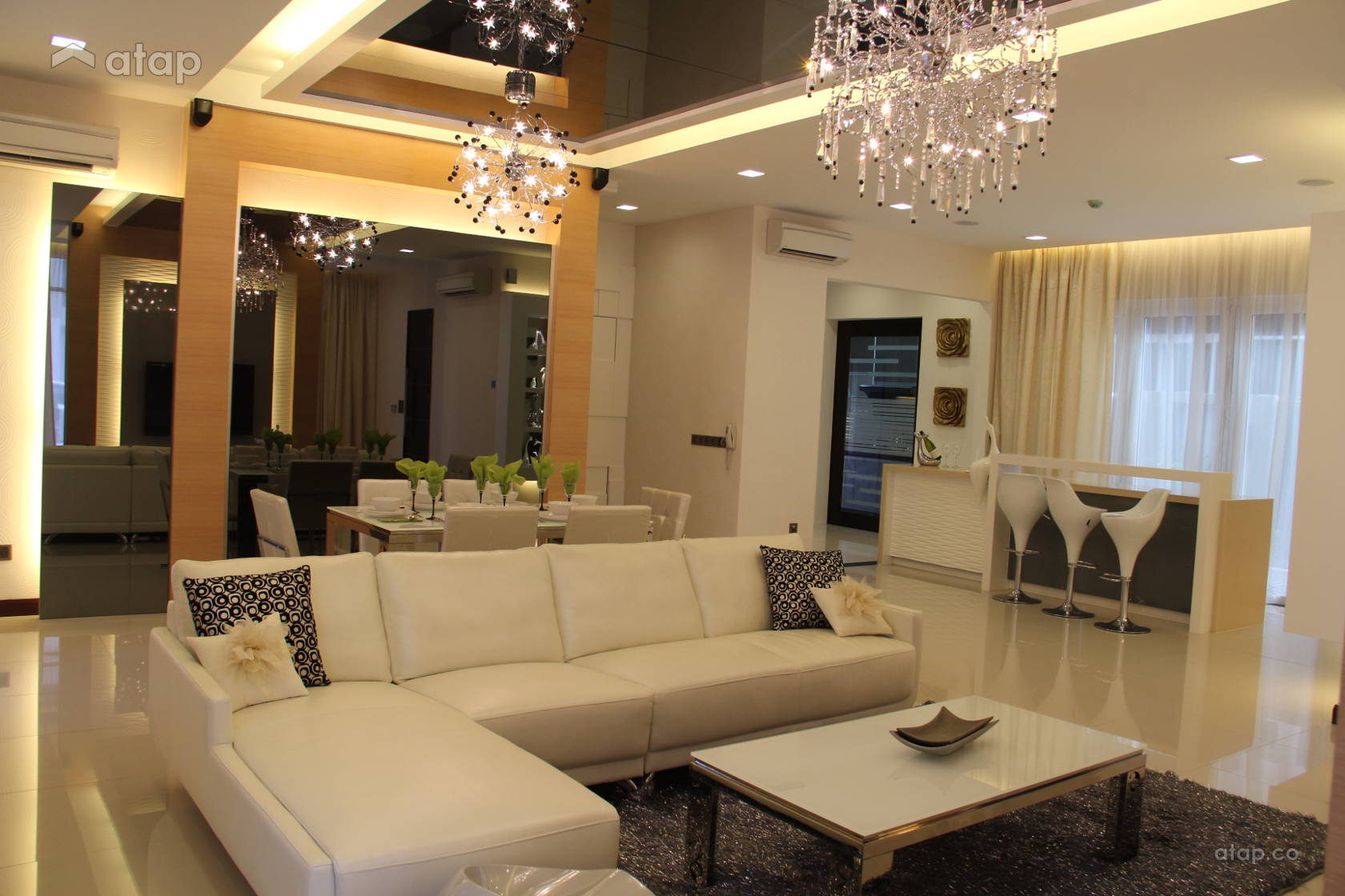 Minimalistic Modern Living Room semi-detached design ideas & photos ...