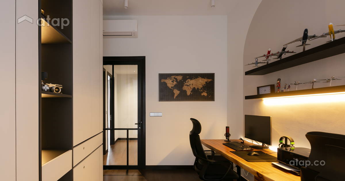 Country Industrial Study Room condominium design ideas & photos ...