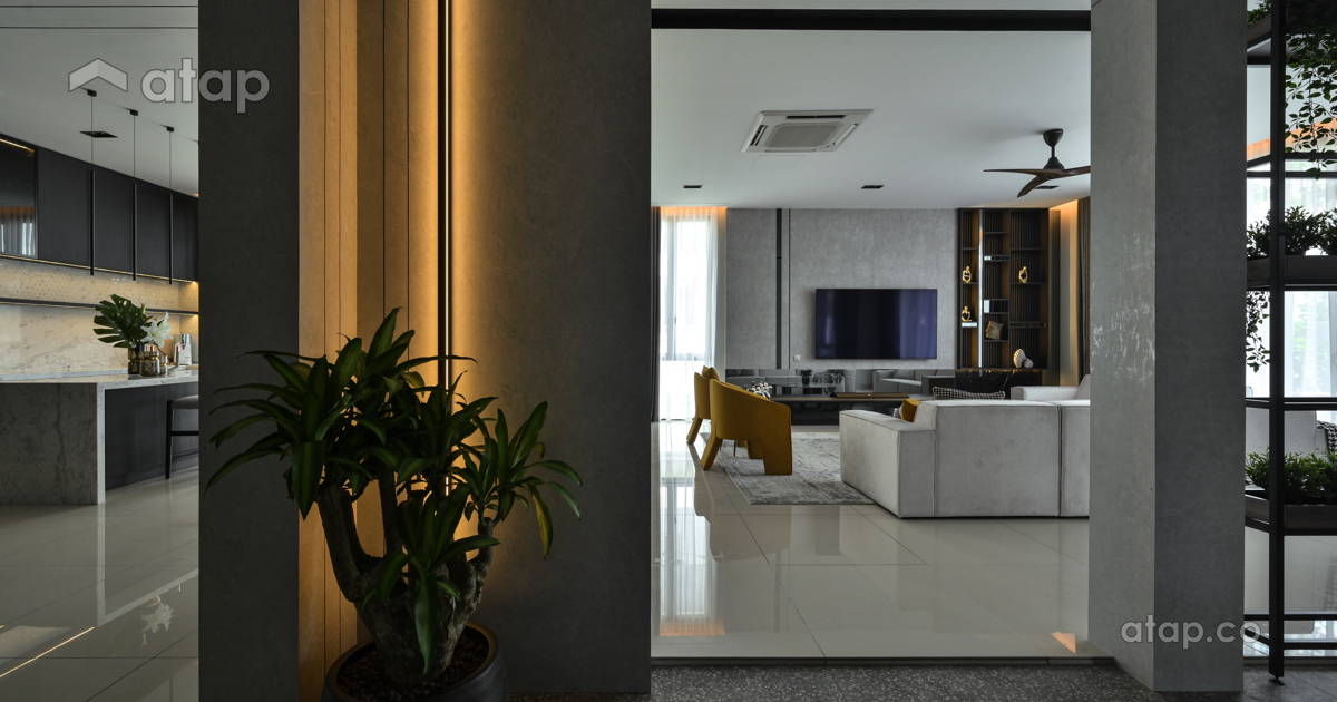 Industrial Modern Foyer Living Room bungalow design ideas & photos ...