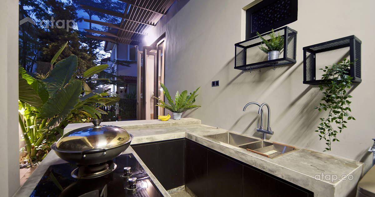 Asian Contemporary Garden Kitchen semi-detached design ideas & photos ...