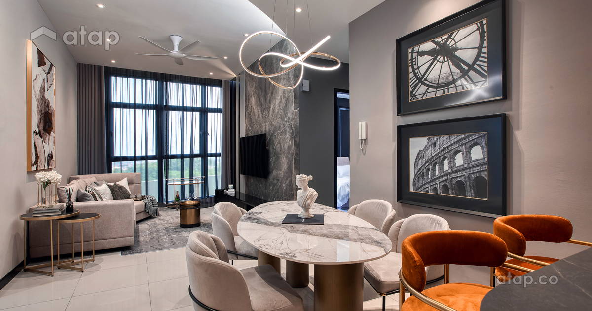 Contemporary Modern Dining Room Living Room condominium design ideas ...