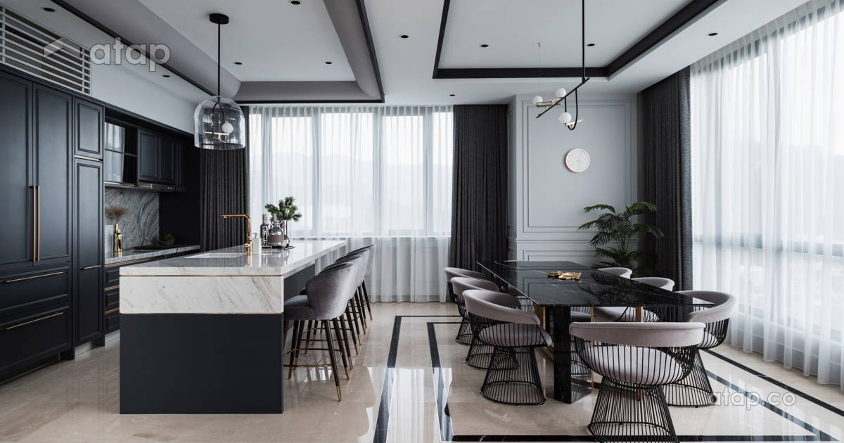 Classic Modern Dining Room Kitchen condominium design ideas & photos ...