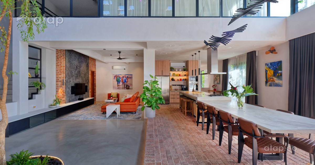 Industrial Retro Dining Room Living Room terrace design ideas & photos ...