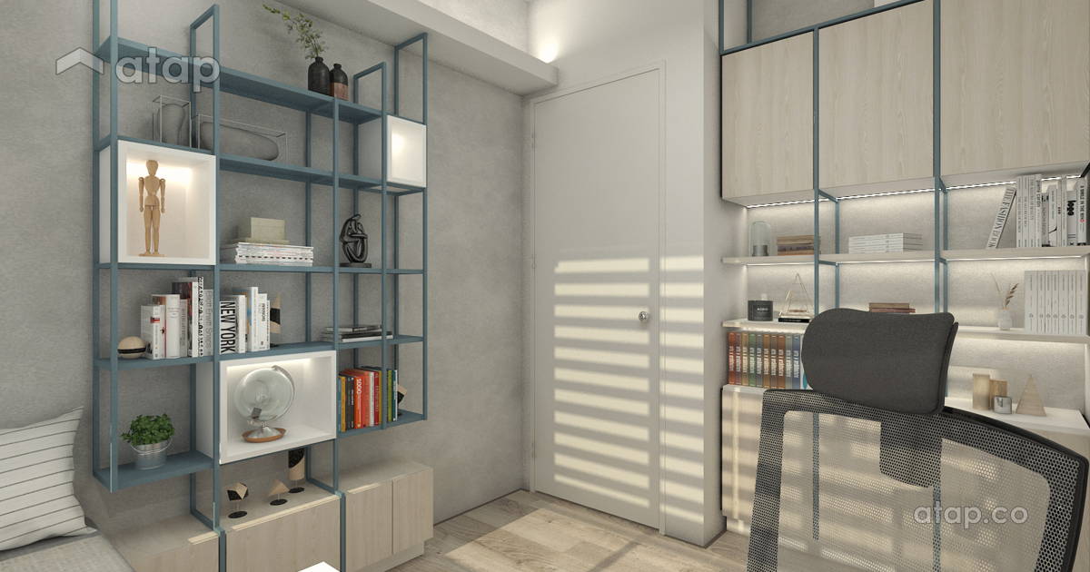 Contemporary Industrial Bedroom Study Room condominium design ideas ...