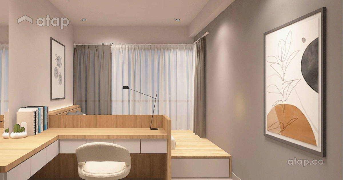 Asian Minimalistic Bedroom Study Room condominium design ideas & photos ...