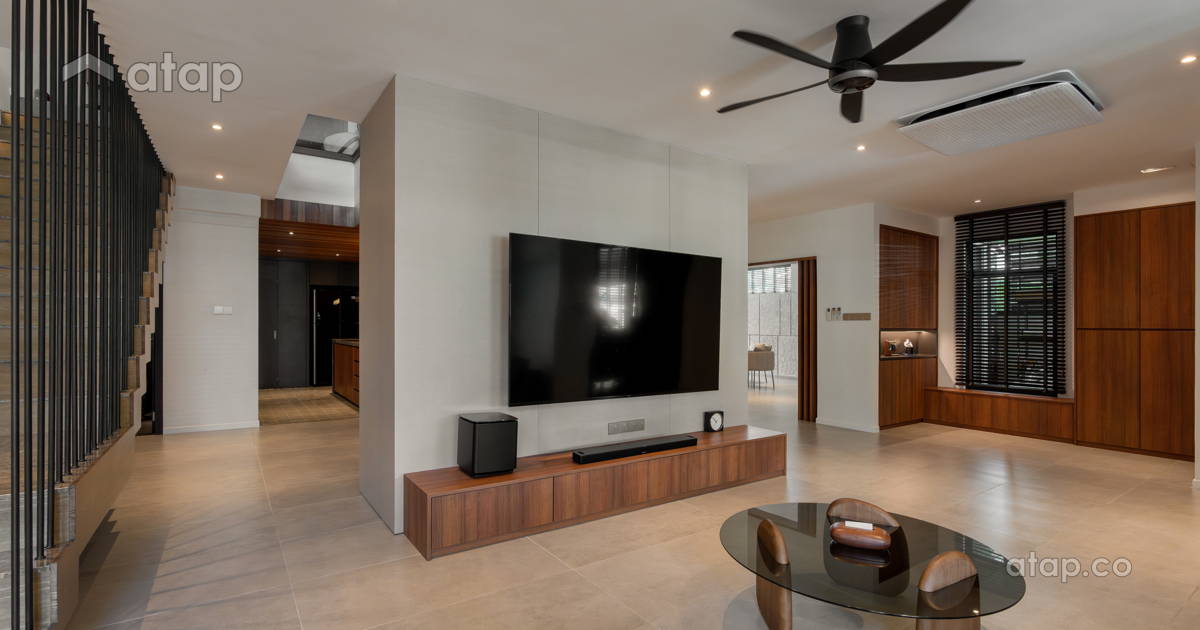 Minimalistic Modern Living Room semi-detached design ideas & photos ...