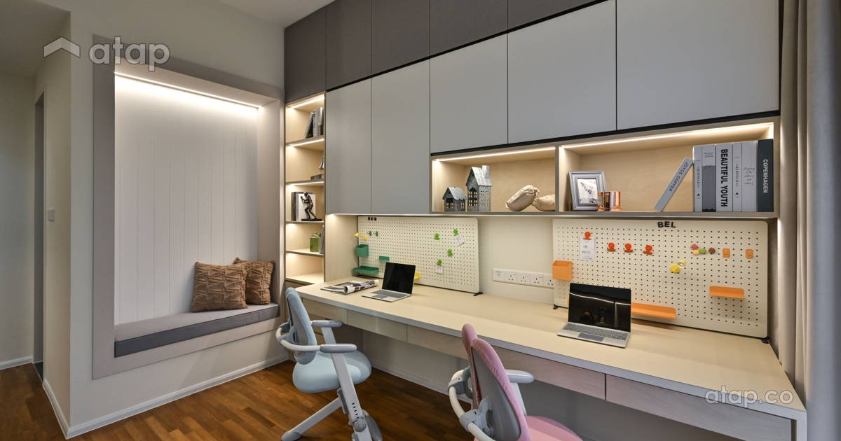 Classic Scandinavian Study Room condominium design ideas & photos ...