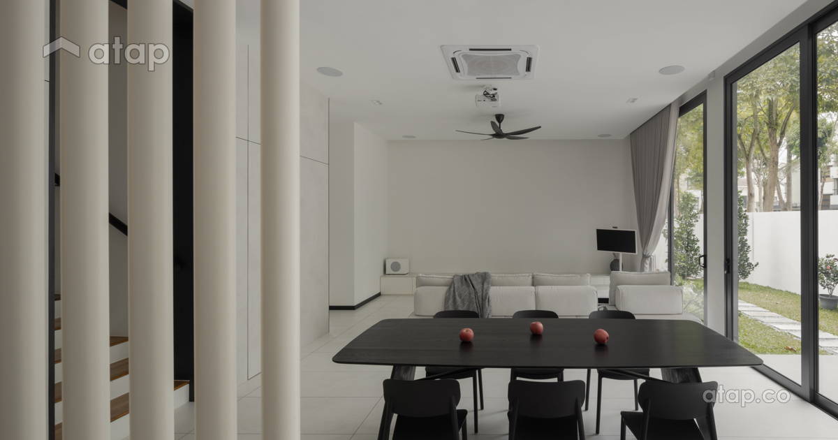 Minimalistic Modern Dining Room Living Room semi-detached design ideas ...