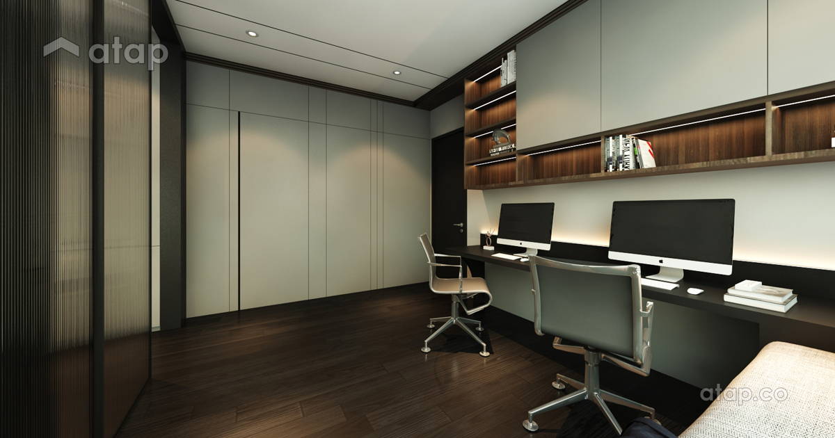 Asian Modern Family Room Study Room bungalow design ideas & photos ...