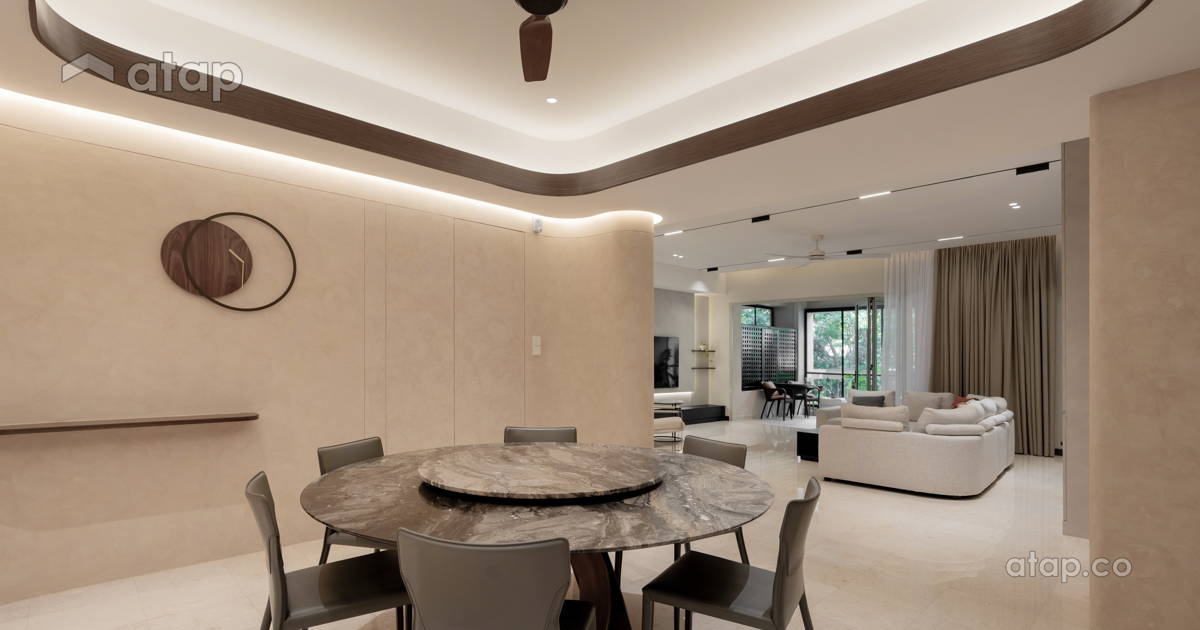 Contemporary Minimalistic Dining Room Living Room condominium design ...