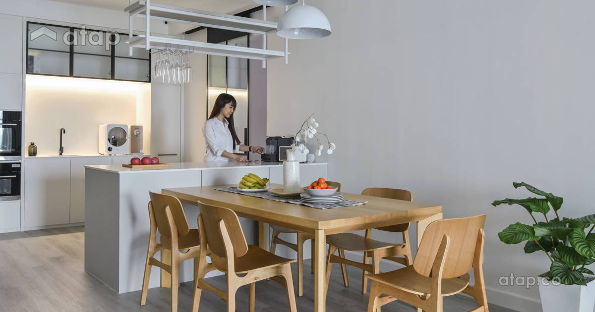 Contemporary Minimalistic Dining Room Kitchen condominium design ideas ...