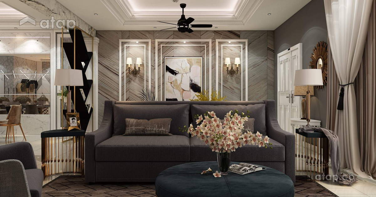 Classic Contemporary Living Room semi-detached design ideas & photos ...