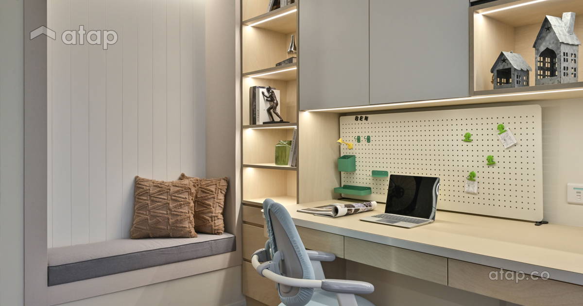 Classic Scandinavian Study Room condominium design ideas & photos ...