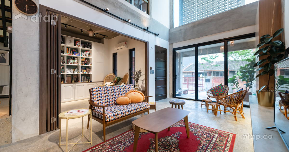 Industrial Rustic Living Room Study Room terrace design ideas & photos ...