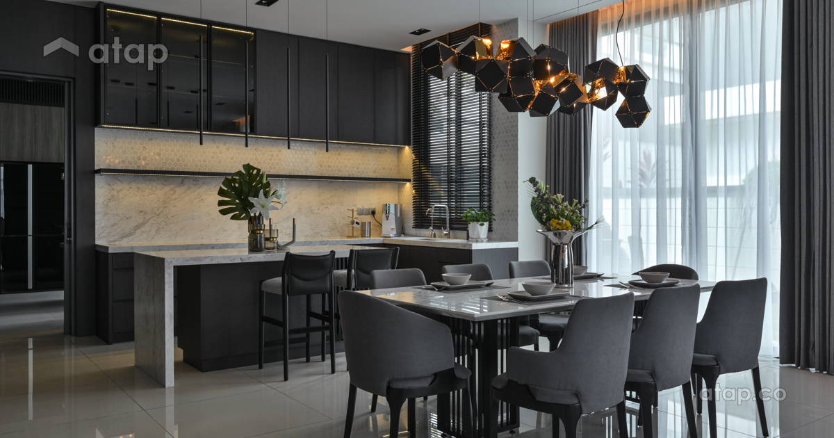 Contemporary Industrial Dining Room Kitchen bungalow design ideas ...