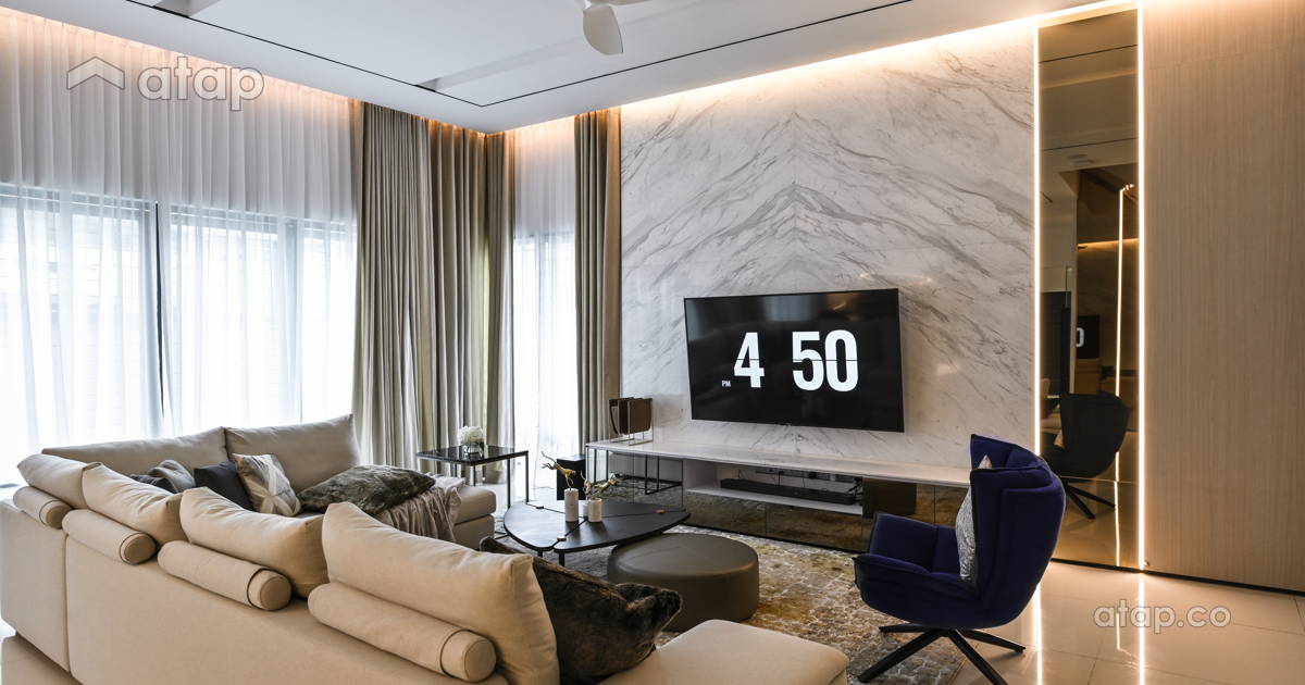 Minimalistic Modern Living Room semi-detached design ideas & photos ...