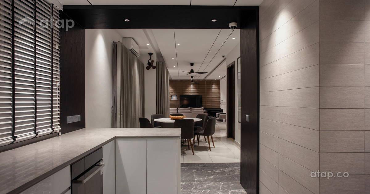 Contemporary Minimalistic Dining Room Living Room semi-detached design ...