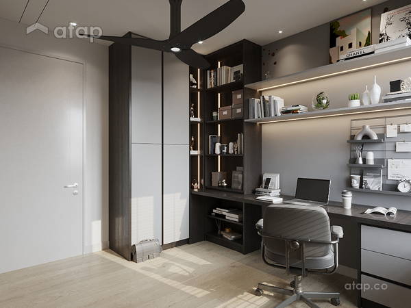 Asian Minimalistic Study Room condominium design ideas & photos ...