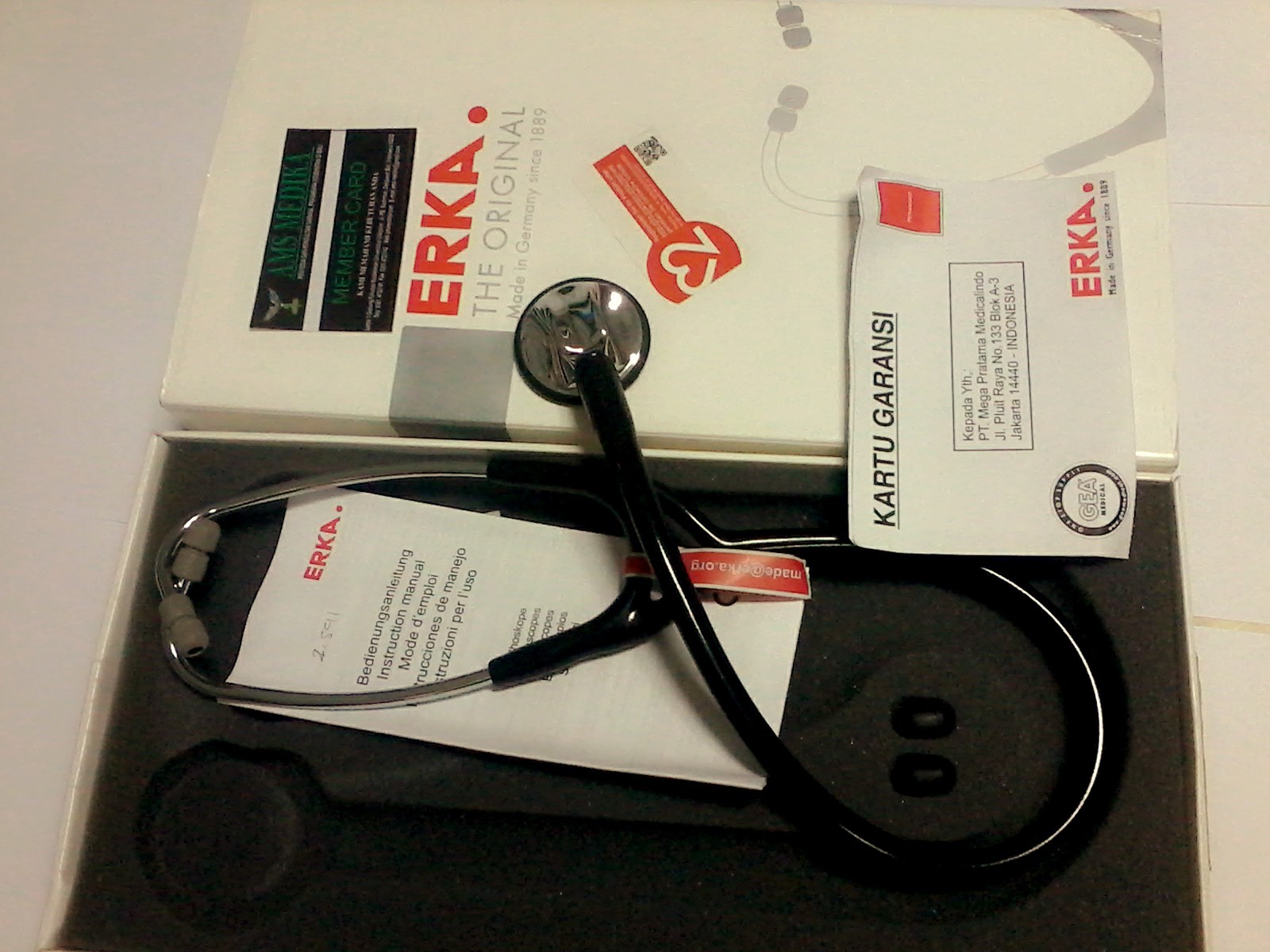 ERKA SENSITIVE DUAL MEMBRANE STETHOSCOPE 2- tub black - AMS MEDIKA