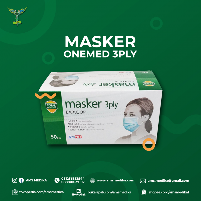 Masker OneMed 3PLY Box - AMS MEDIKA