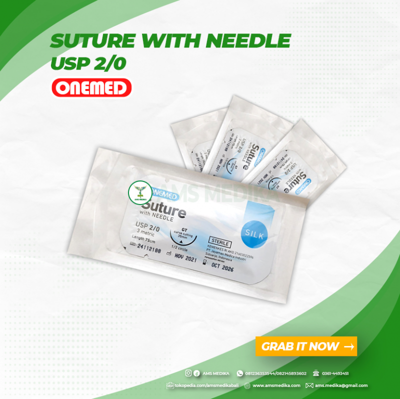 Suture With Needle Silk USP 2/0 Onemed - AMS MEDIKA