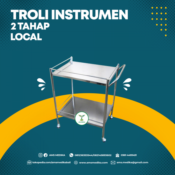 Troli Instrumen 2 Rak/Tahap - AMS MEDIKA