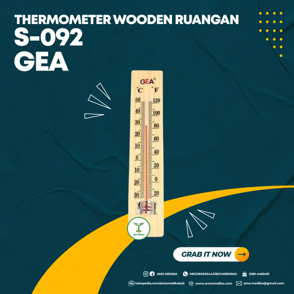 Thermometer Wooden Ruangan S-092 GEA - AMS MEDIKA