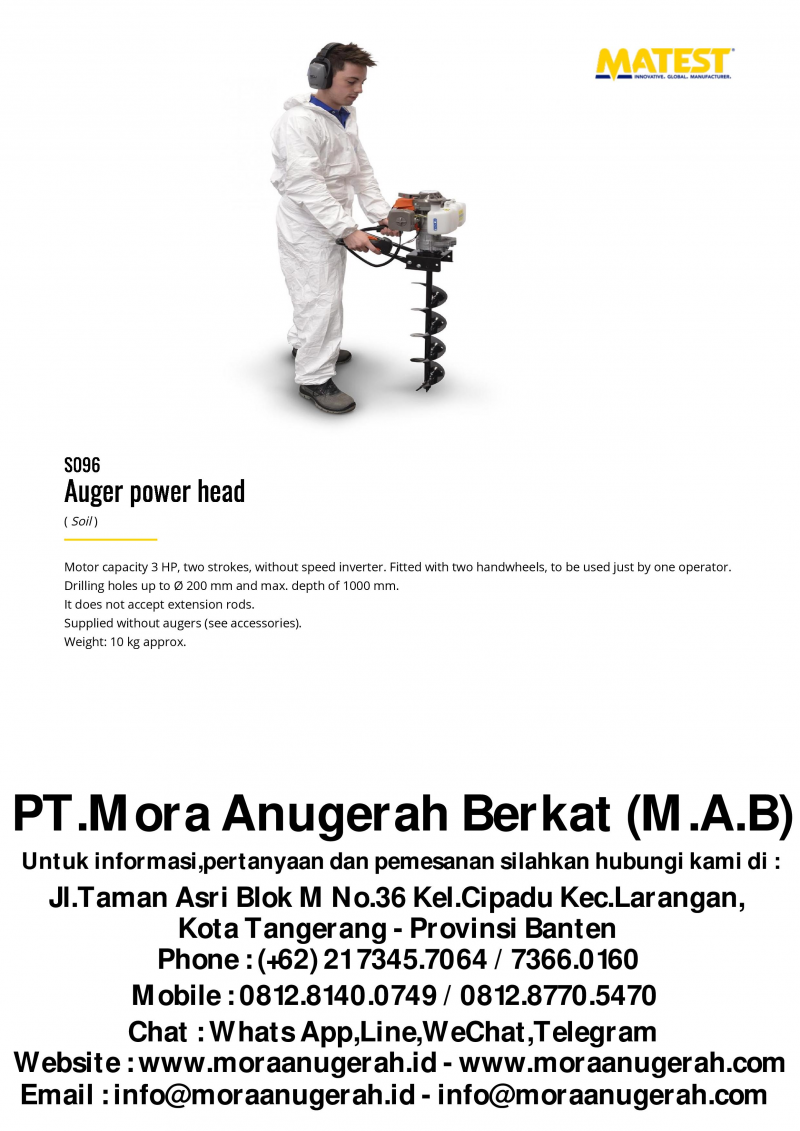 AUGER MACHINE TEST SET - PT Mora Anugerah Berkat