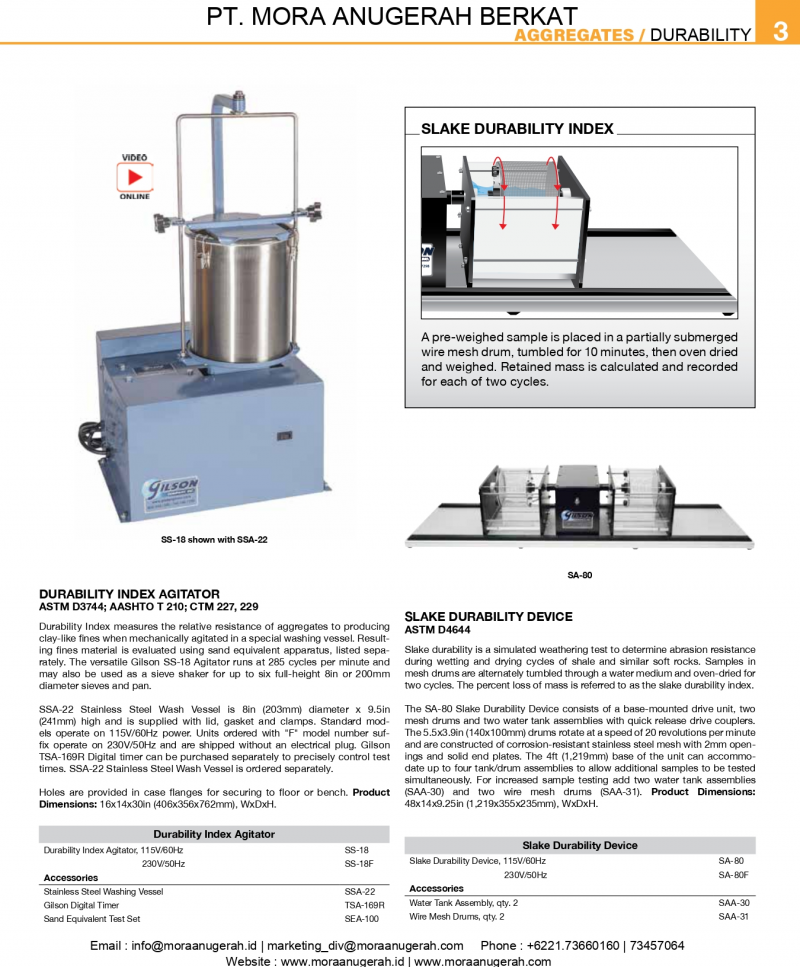SLAKE DURABILITY DEVICE - PT Mora Anugerah Berkat