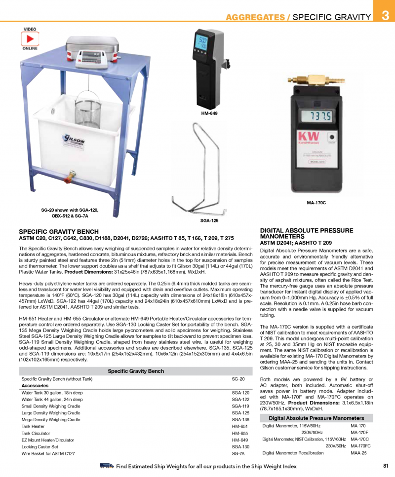 SPECIFIC GRAVITY BENCH - PT Mora Anugerah Berkat SPECIFIC GRAVITY BENCH - PT Mora Anugerah Berkat