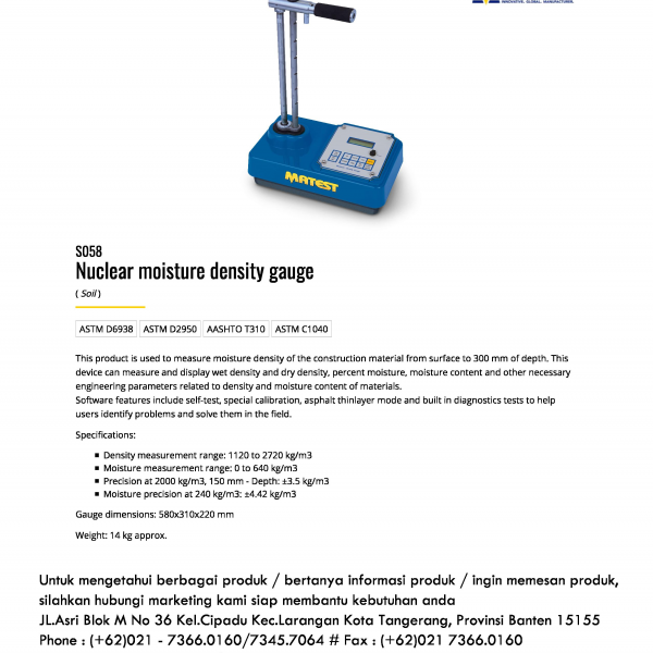 NUCLEAR MOISTURE DENSITY GAUGE - PT Mora Anugerah Berkat