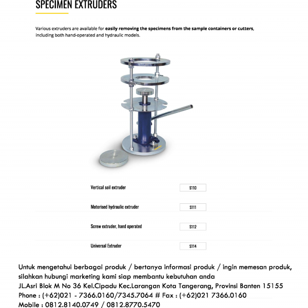 UNIVERSAL SAMPLE EXTRUDERS - PT Mora Anugerah Berkat