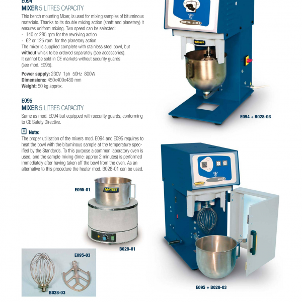 MATEST - LABORATORY BITUMINOUS MIXERS - MIXER 5 LITRES CAPACITY - PT ...