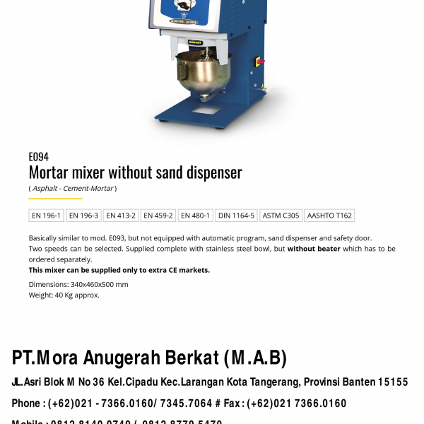 MATEST - LABORATORY BITUMINOUS MIXERS - MIXER 5 LITRES CAPACITY - PT ...