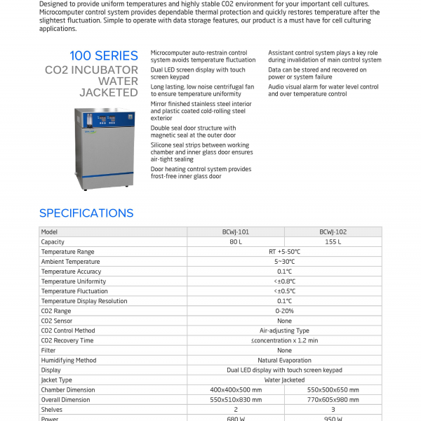 CO2 INCUBATOR WATER JACKETED - PT Mora Anugerah Berkat