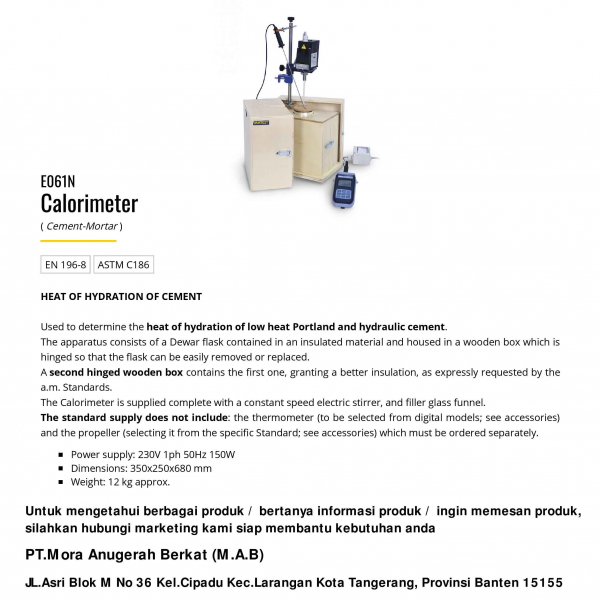 MATEST - Calorimeter & Langavan Calorimeter - PT Mora Anugerah Berkat