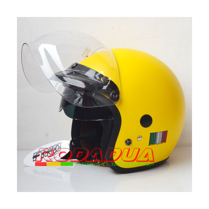 Helm Motor Retro FINO BARCODE Double Visor Kuning Doff - RODADUA.ID ...