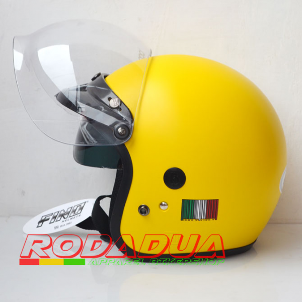 Helm Motor Retro FINO BARCODE Double Visor Kuning Doff - RODADUA.ID ...
