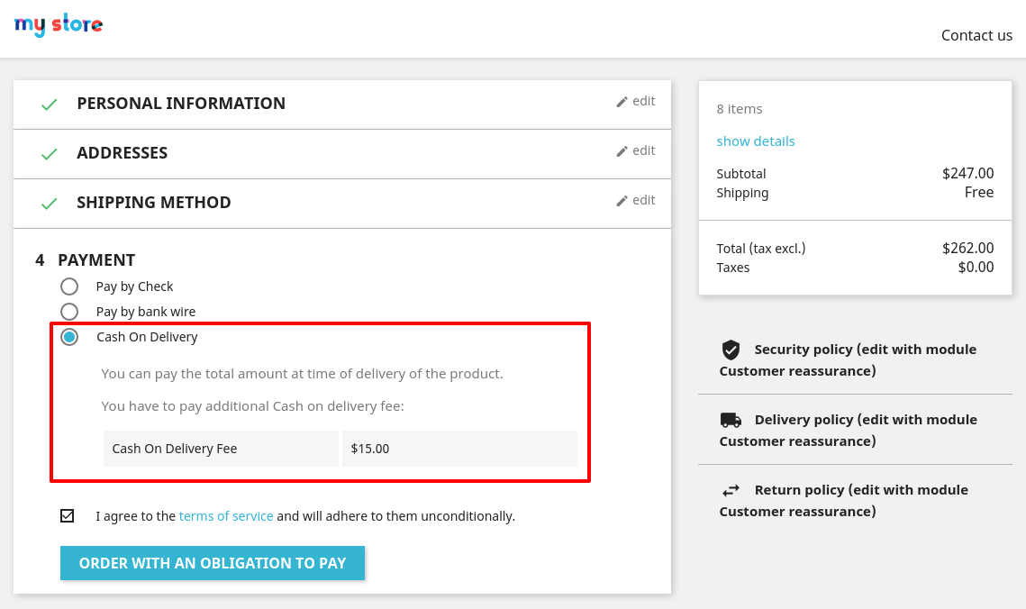 Offer cash on delivery (COD) payment option to Prestashop customers