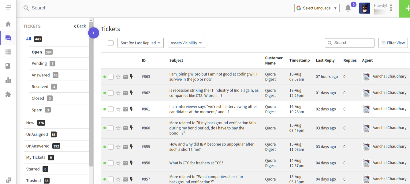 UVdesk Agent Activity