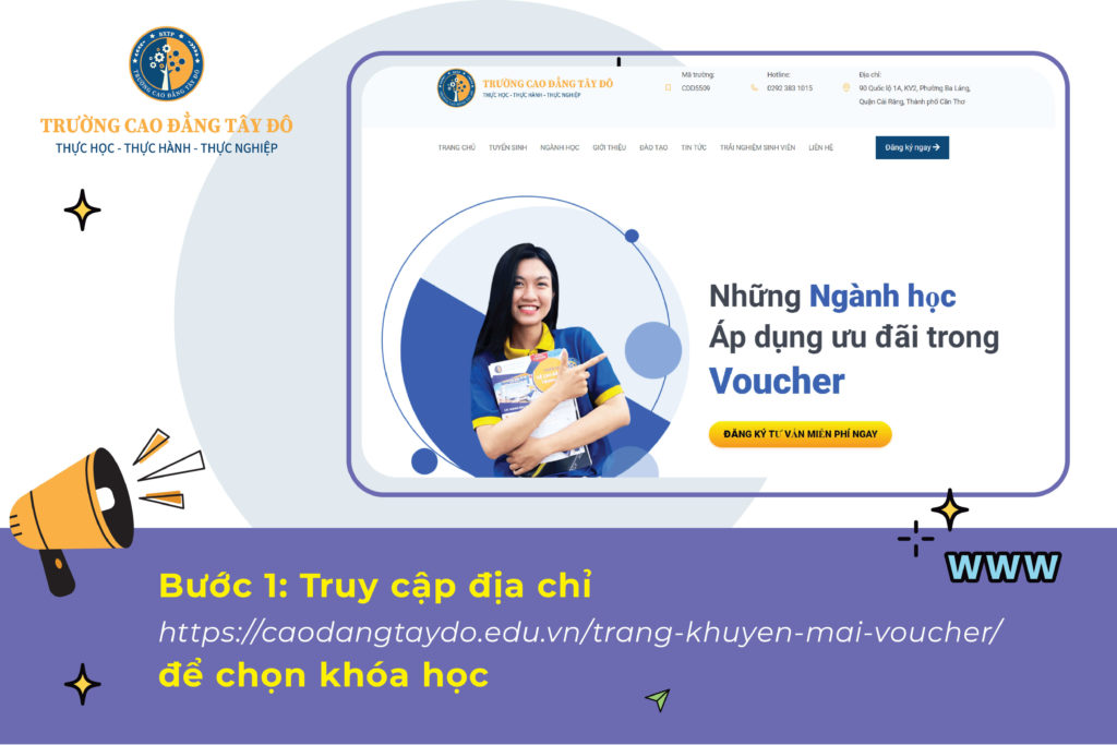 Hướng dẫn sử dụng voucher 300k, 500k - Trường Cao Đẳng Tây Đô