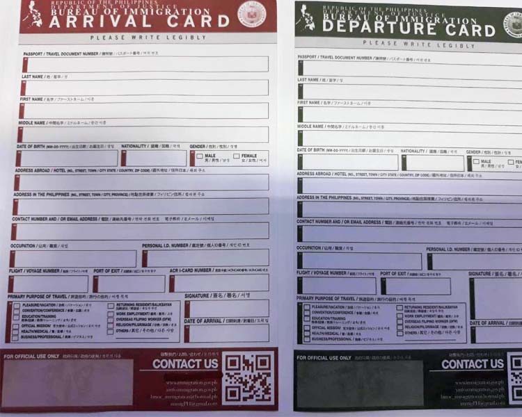 New Arrival and Departure Cards Launched by Bureau of Immigration