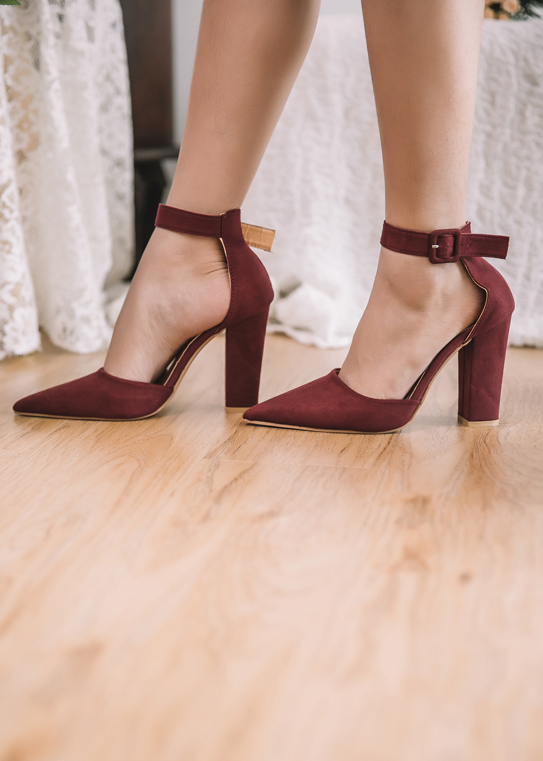 Make it Work Suede heels in Maroon • DREAMSCAPED