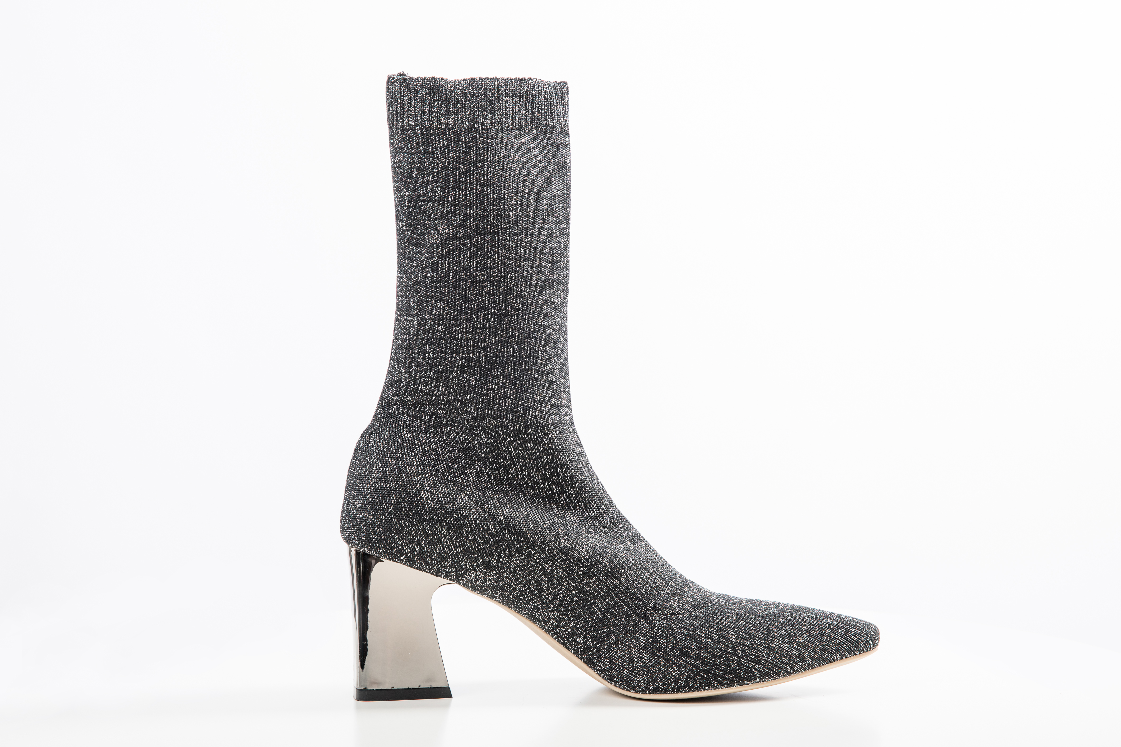Silver Mist Knit Stretch Ankle Boots in Glitter • Dreamscape