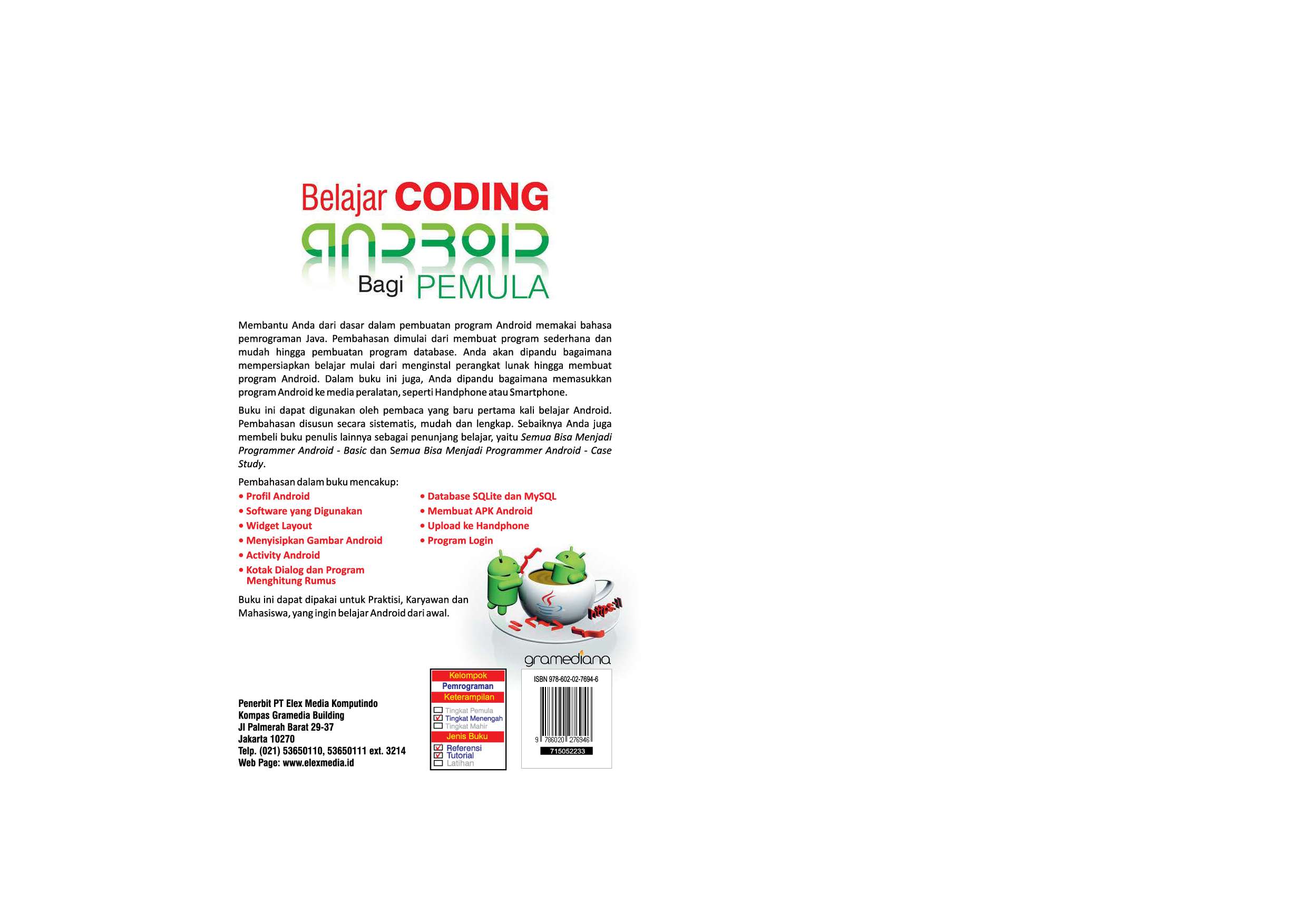 Jual Buku Belajar Coding Android Bagi Pemula oleh Ir. Yuniar Supardi ...