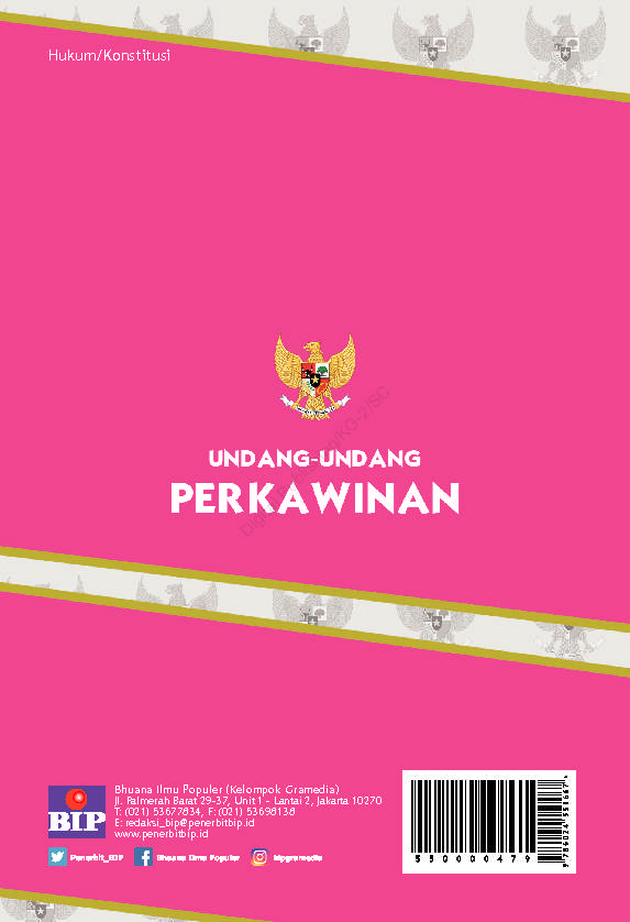 Jual Buku Undang-Undang Republik Indonesia Nomor 1 Tahun 1974 Tentang Perkawinan oleh Tim BIP ...