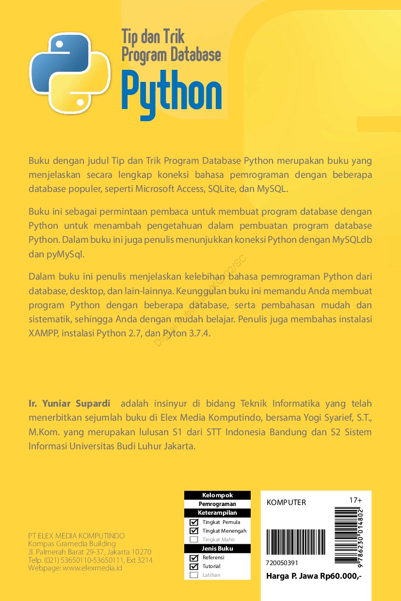 Buku Pemrograman Database Dengan Python Dan Mysql : Jual Buku Python ...