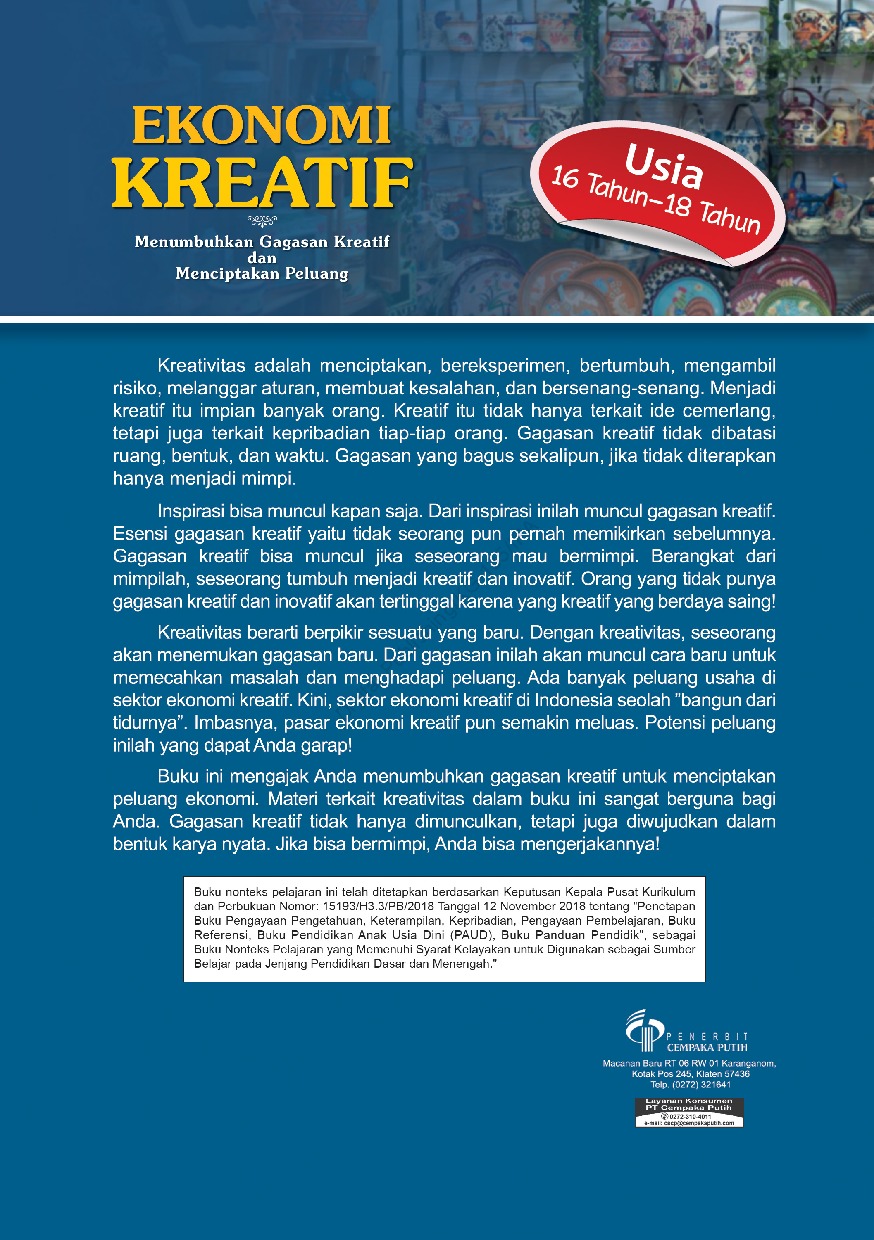 Jual Buku Ekonomi Kreatif: Menumbuhkan Gagasan Kreatif Dan Menciptakan Peluang oleh Irim Rismi ...